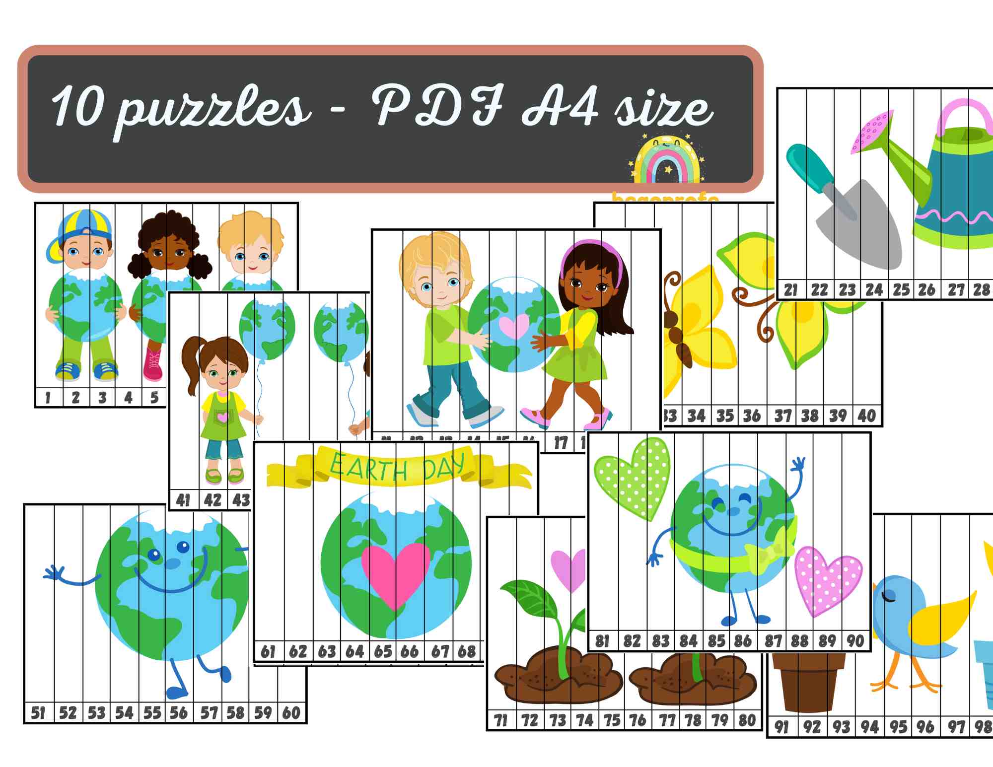Profes Papel Tijera Earth day activities, number sequencing puzzles ...