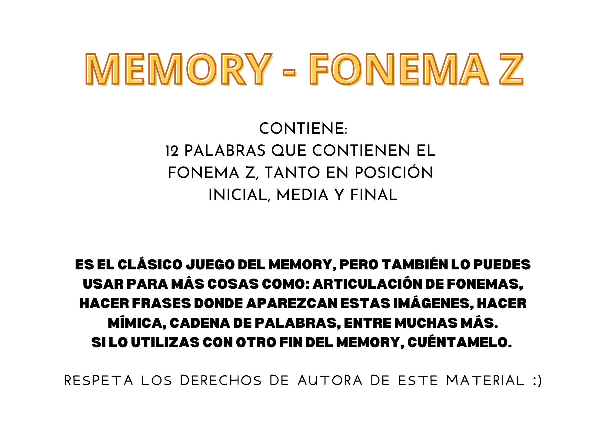 Profes Papel Tijera MEMORY FONEMA Z