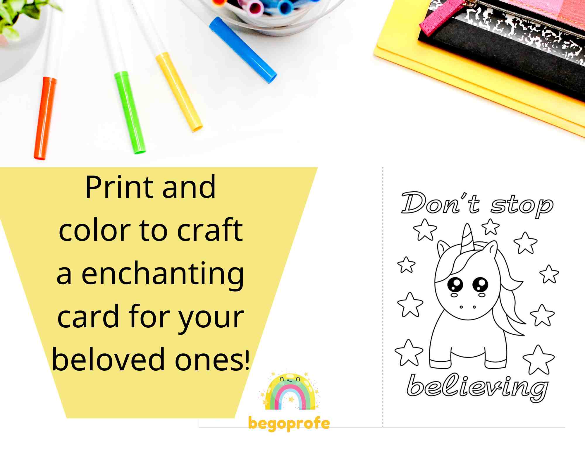 Profes Papel Tijera Unicorn foldable coloring cards
