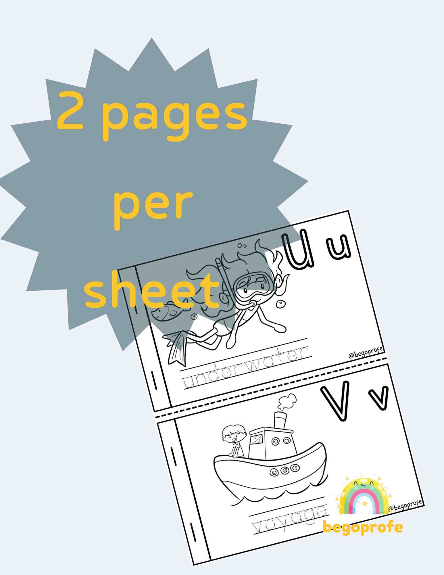 Profes Papel Tijera Summer Alphabet Mini Coloring Book