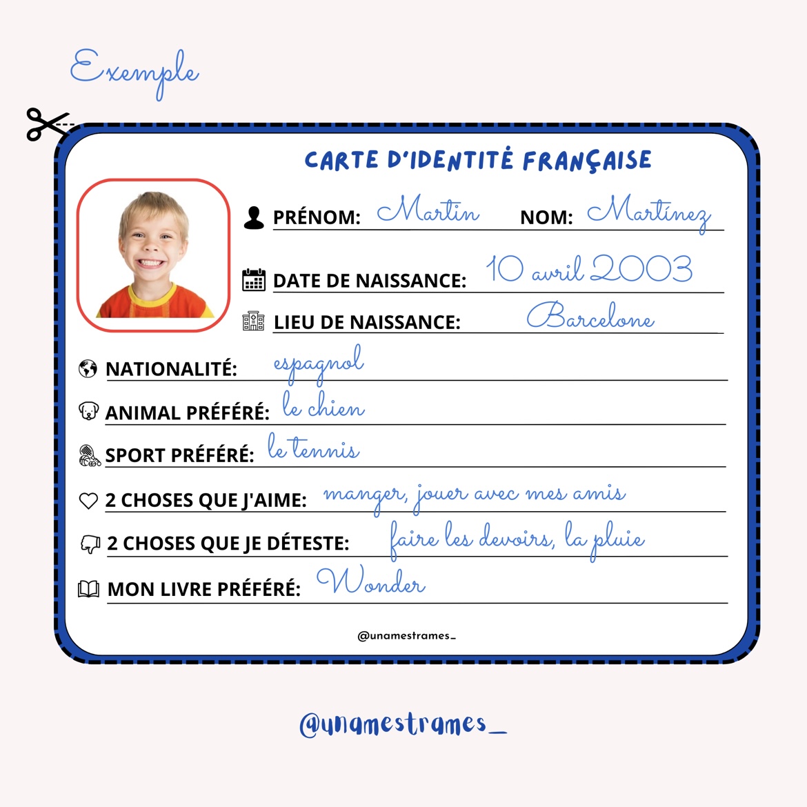 Profes Papel Tijera Ma carte d’identité
