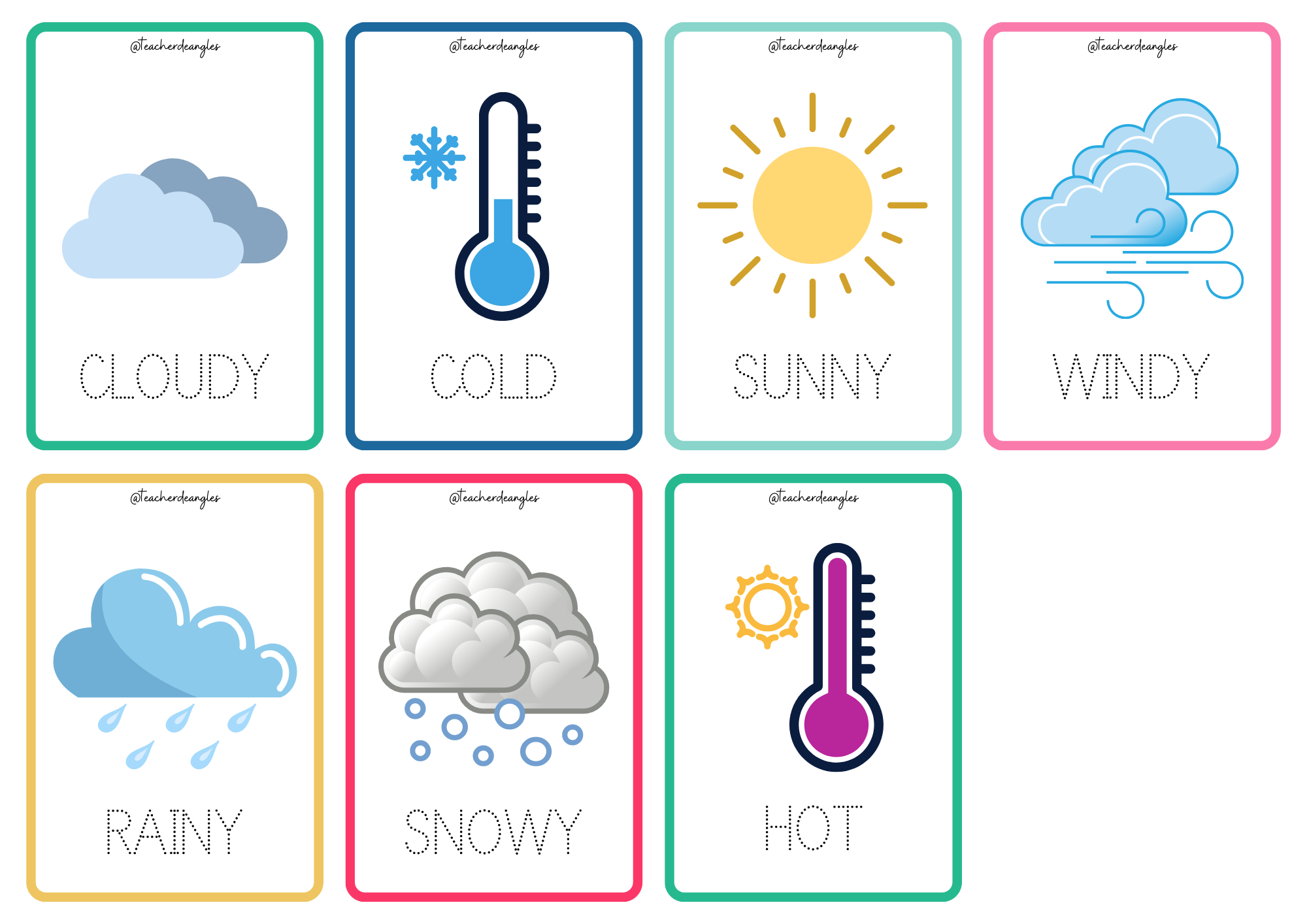 Profes Papel Tijera THE WEATHER LEARNING STATIONS PACK: FLASHCARDS AND ...