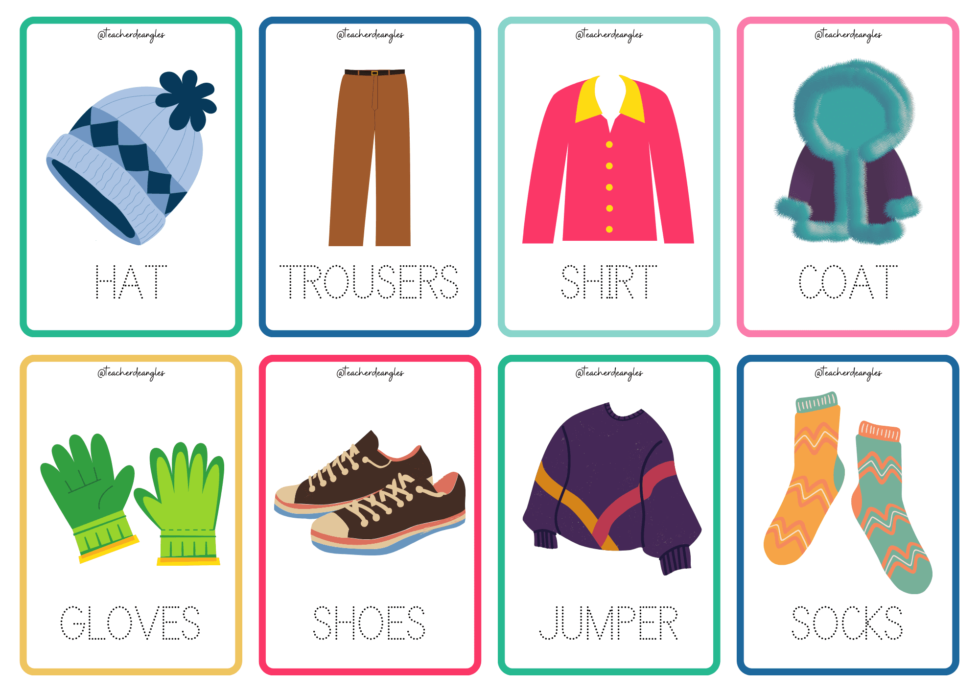 Profes Papel Tijera WINTER CLOTHES LEARNING STATIONS PACK