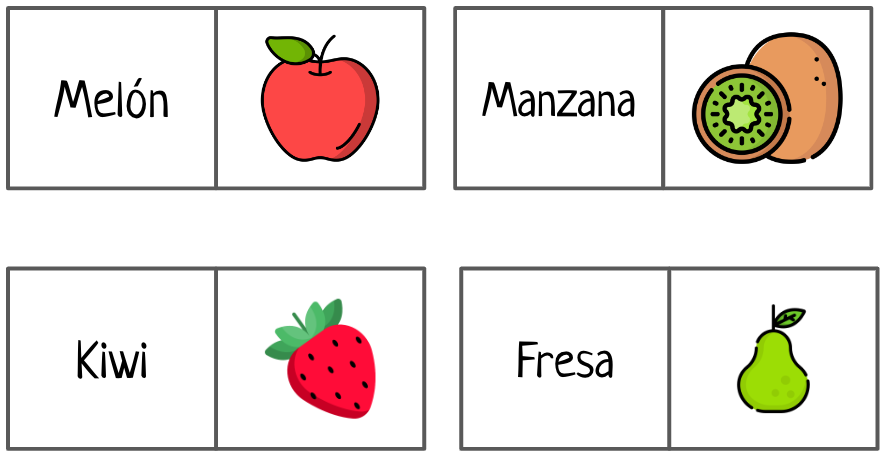 Profes Papel Tijera DOMINÓ FRUTAS. LENGUA CASTELLANA