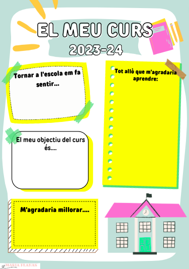 Profes Papel Tijera FITXA INICI DE CURS. EL MEU CURS 2023-24. TORNADA A L'ESCOLA.