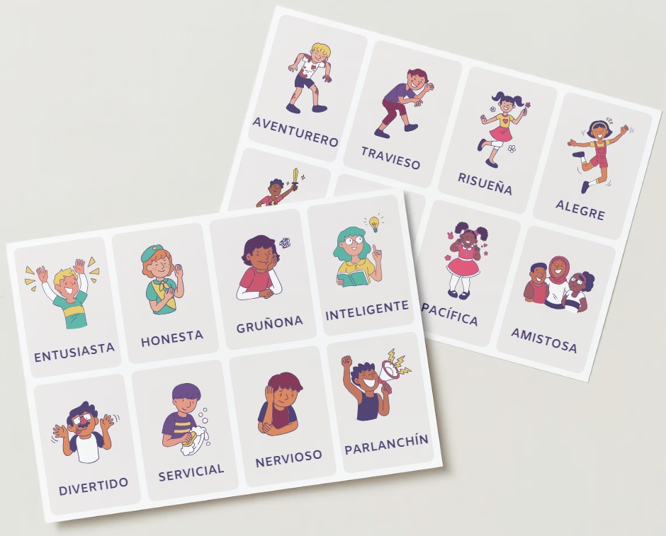 Profes Papel Tijera Tarjetas: Adjetivos de personalidad