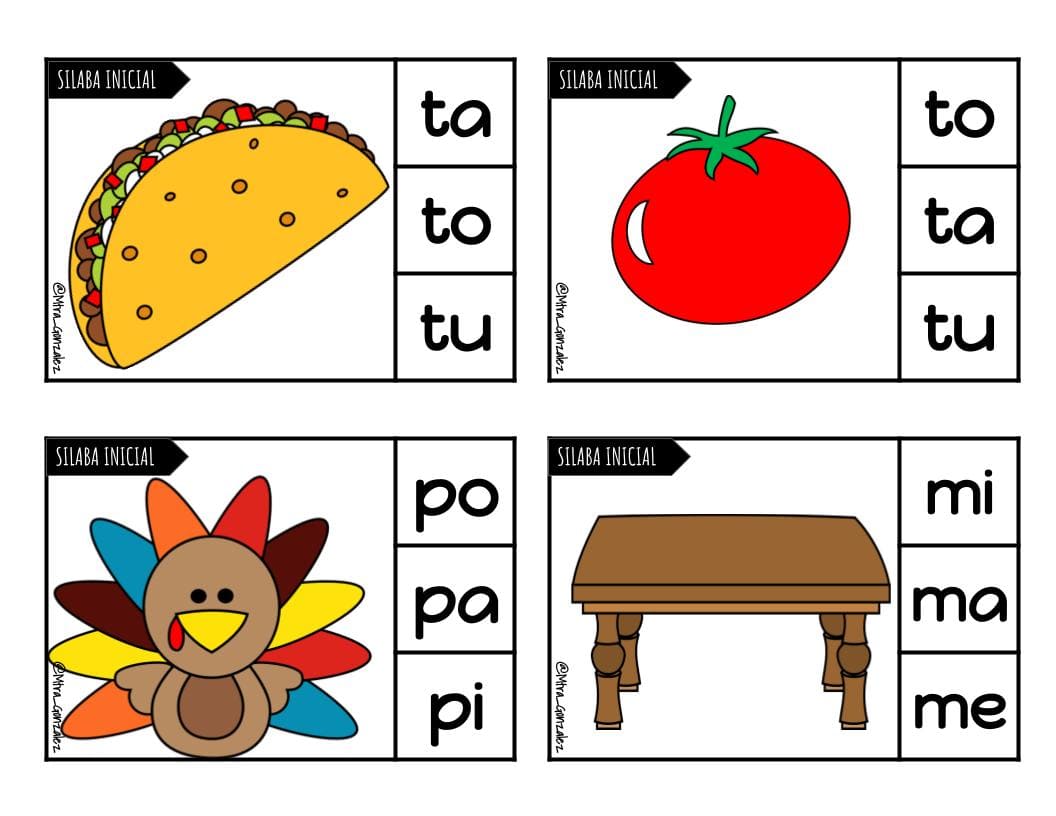 Profes Papel Tijera TARJETAS SILABAS INICIALES