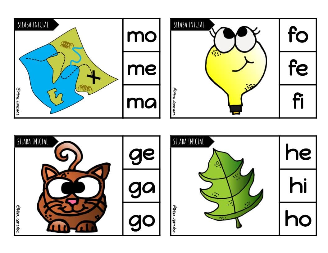 Profes Papel Tijera TARJETAS SILABAS INICIALES