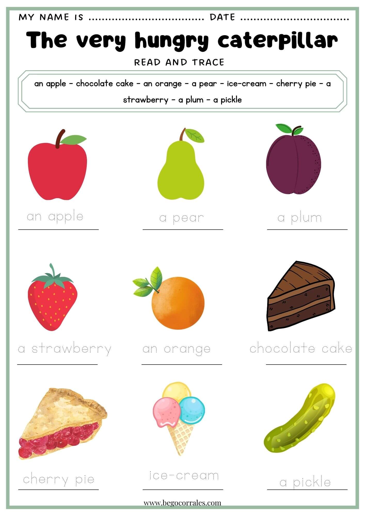 Profes Papel Tijera The very hungry caterpillar worksheets