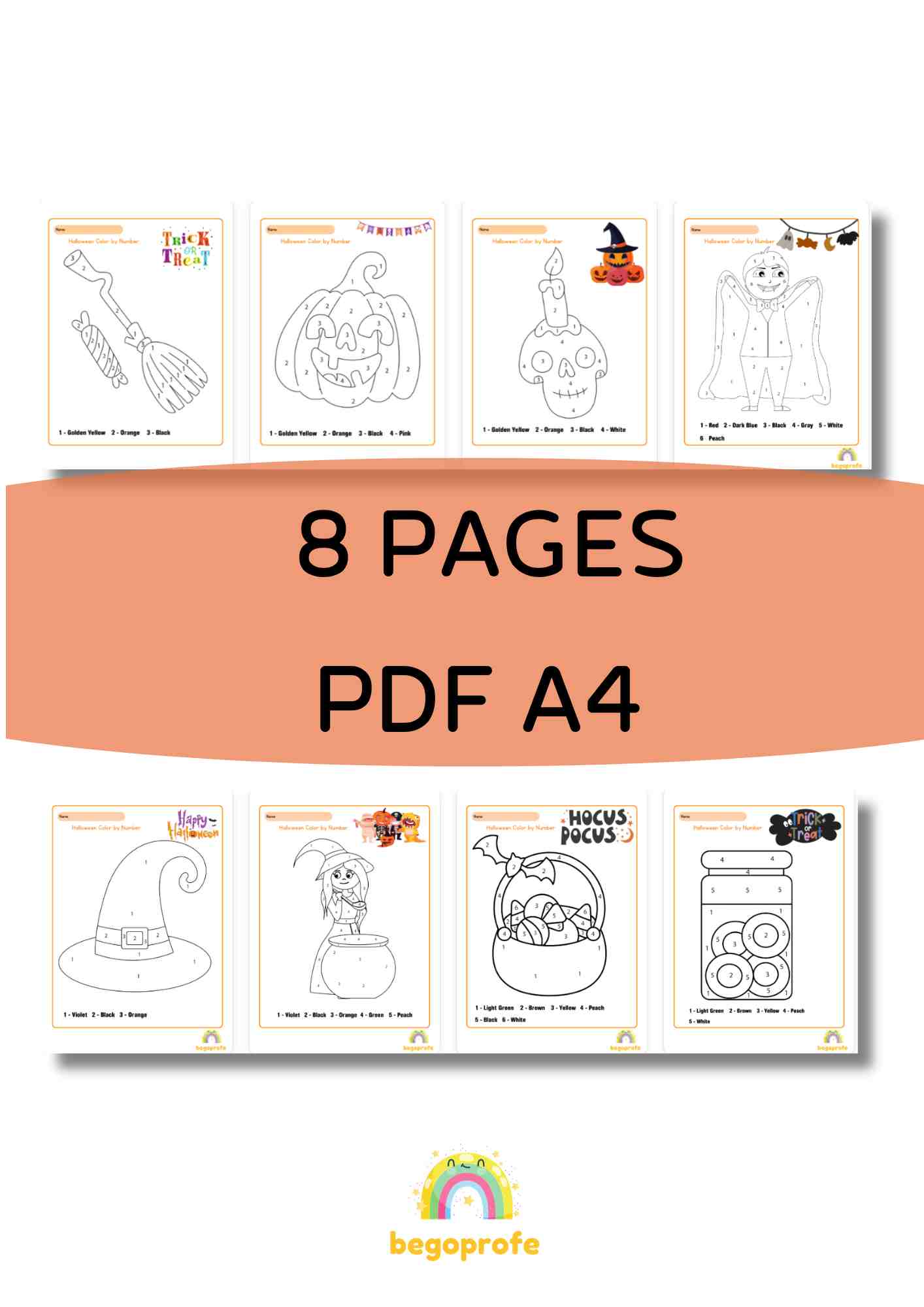 Profes Papel Tijera Halloween color by number | Number identification ...