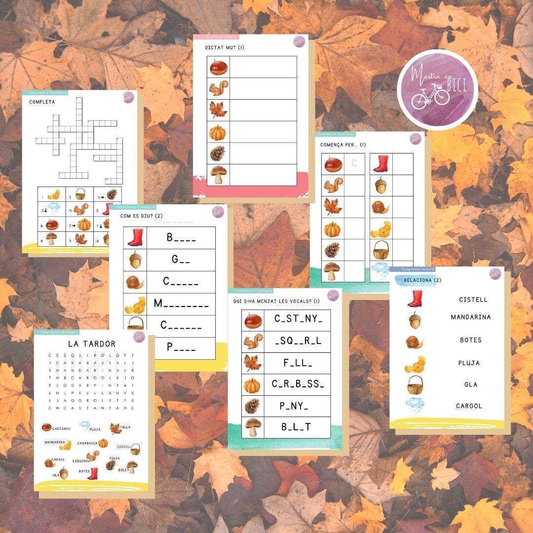 Profes Papel Tijera 1a entrega - Passatemps de tardor (lectoescriptura)