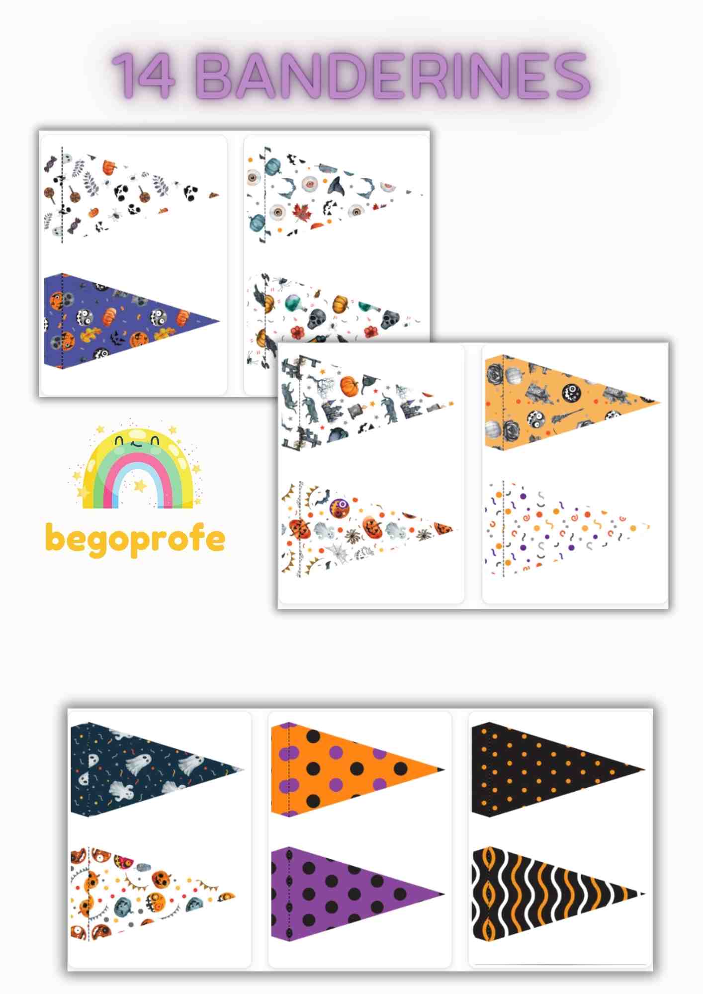 Profes Papel Tijera Banderines de Halloween | Manualidades de Halloween ...