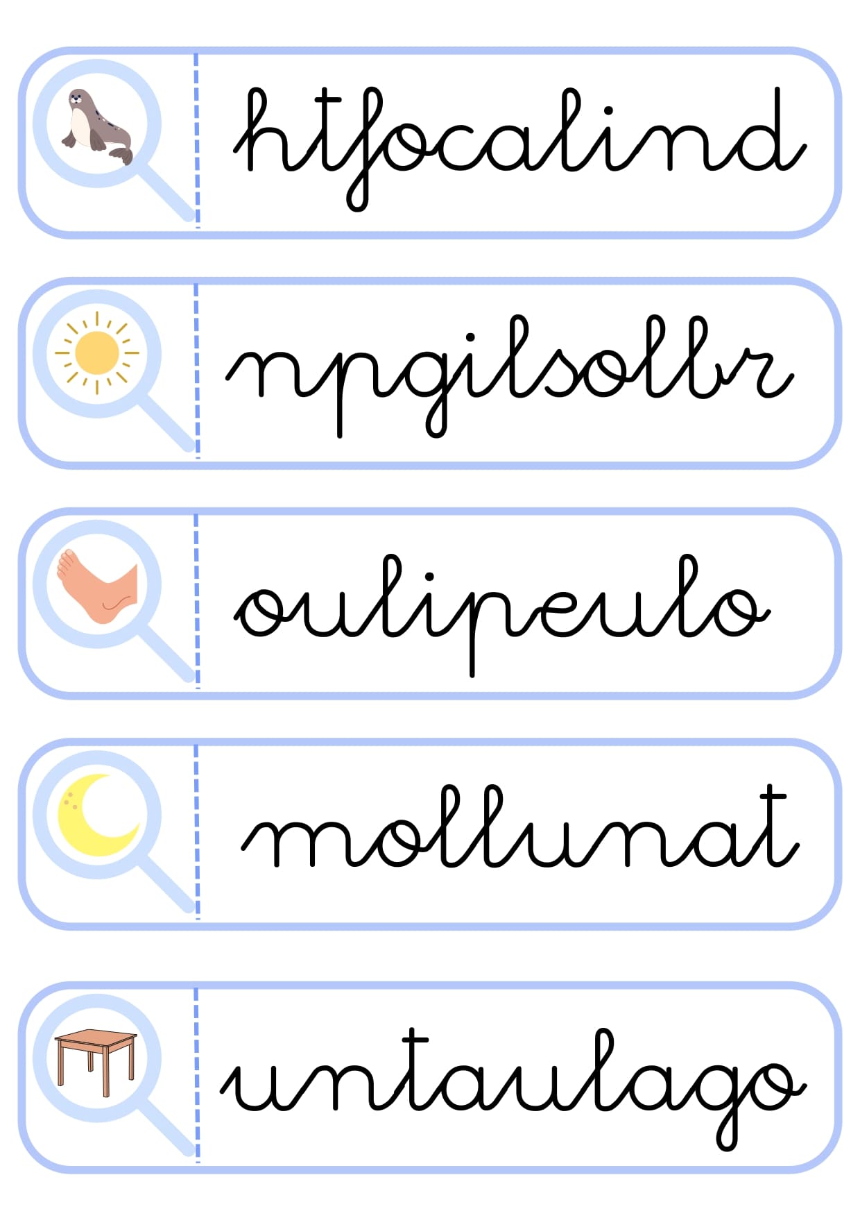Profes Papel Tijera TROBA LA PARAULA - LLETRA LLIGADA