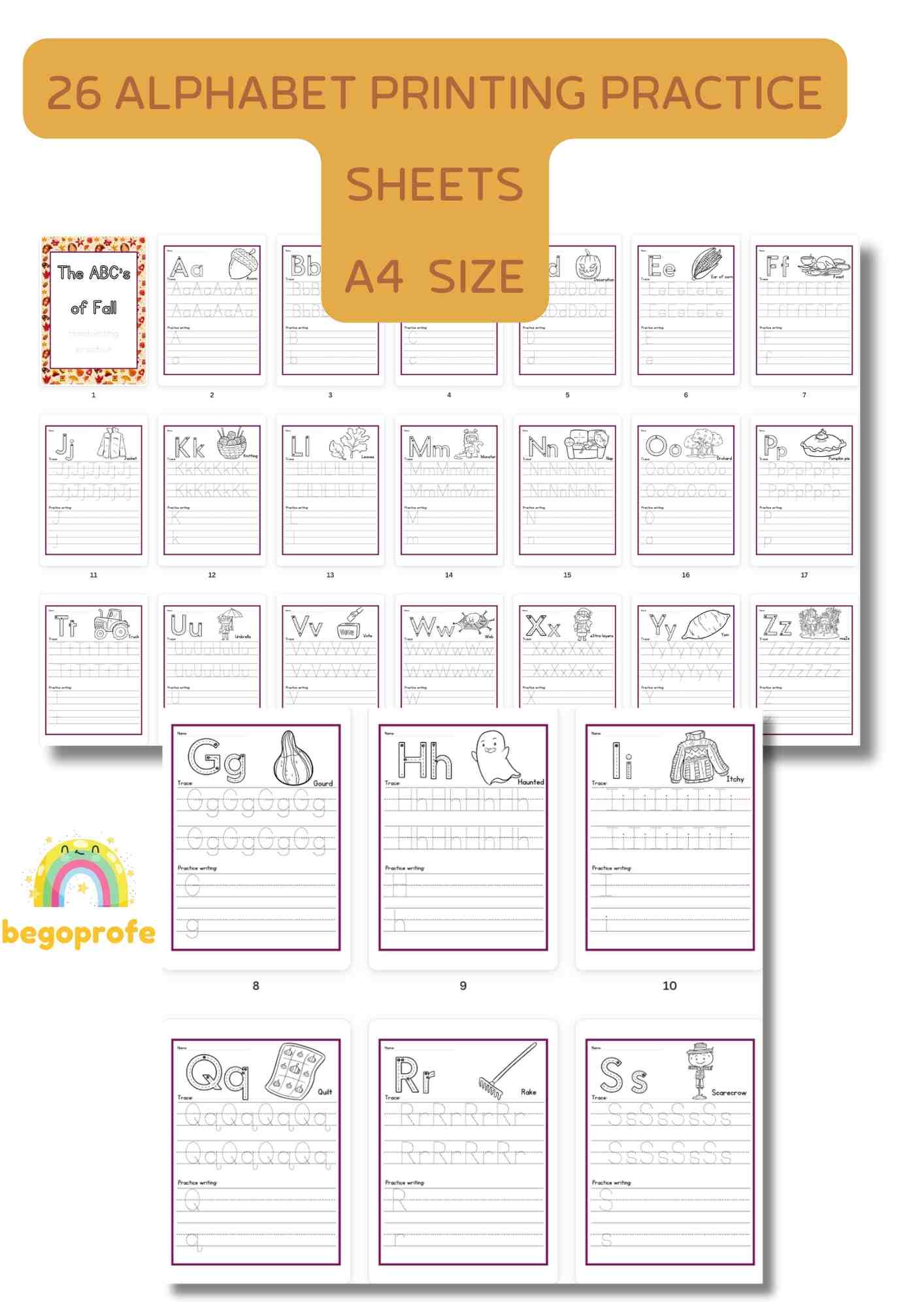 Profes Papel Tijera ABC’s of Fall alphabet writing center | Penmanship ...