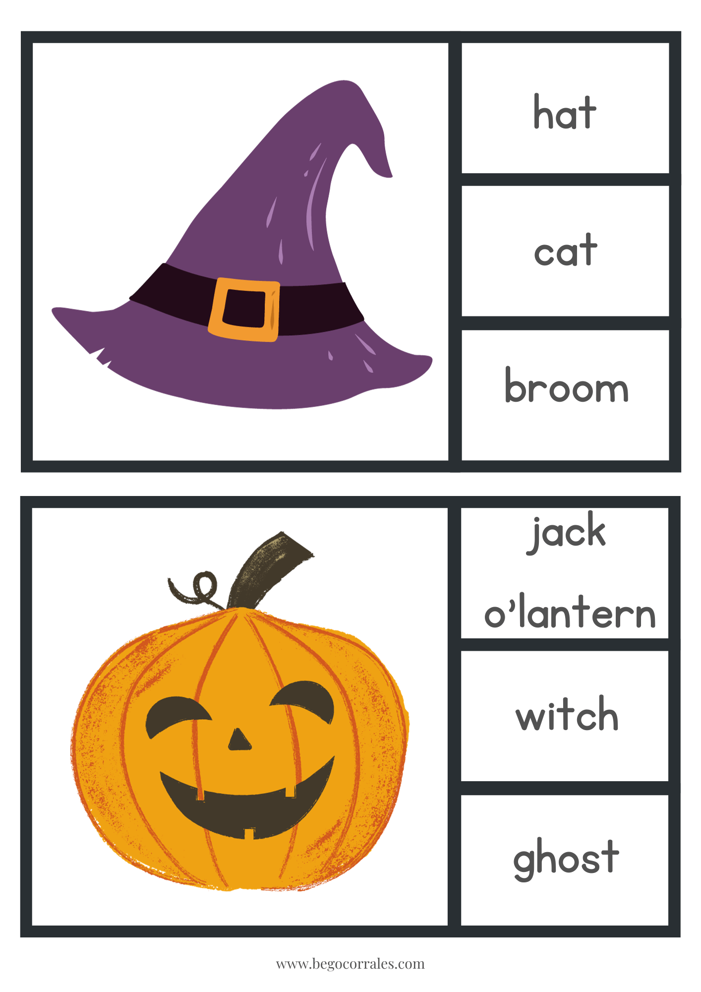 Profes Papel Tijera Halloween Peg Cards