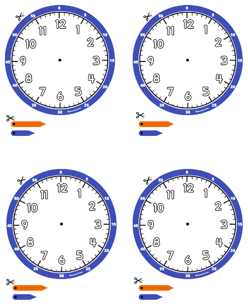 Profes Papel Tijera Aprendemos las horas (reloj imprimible)