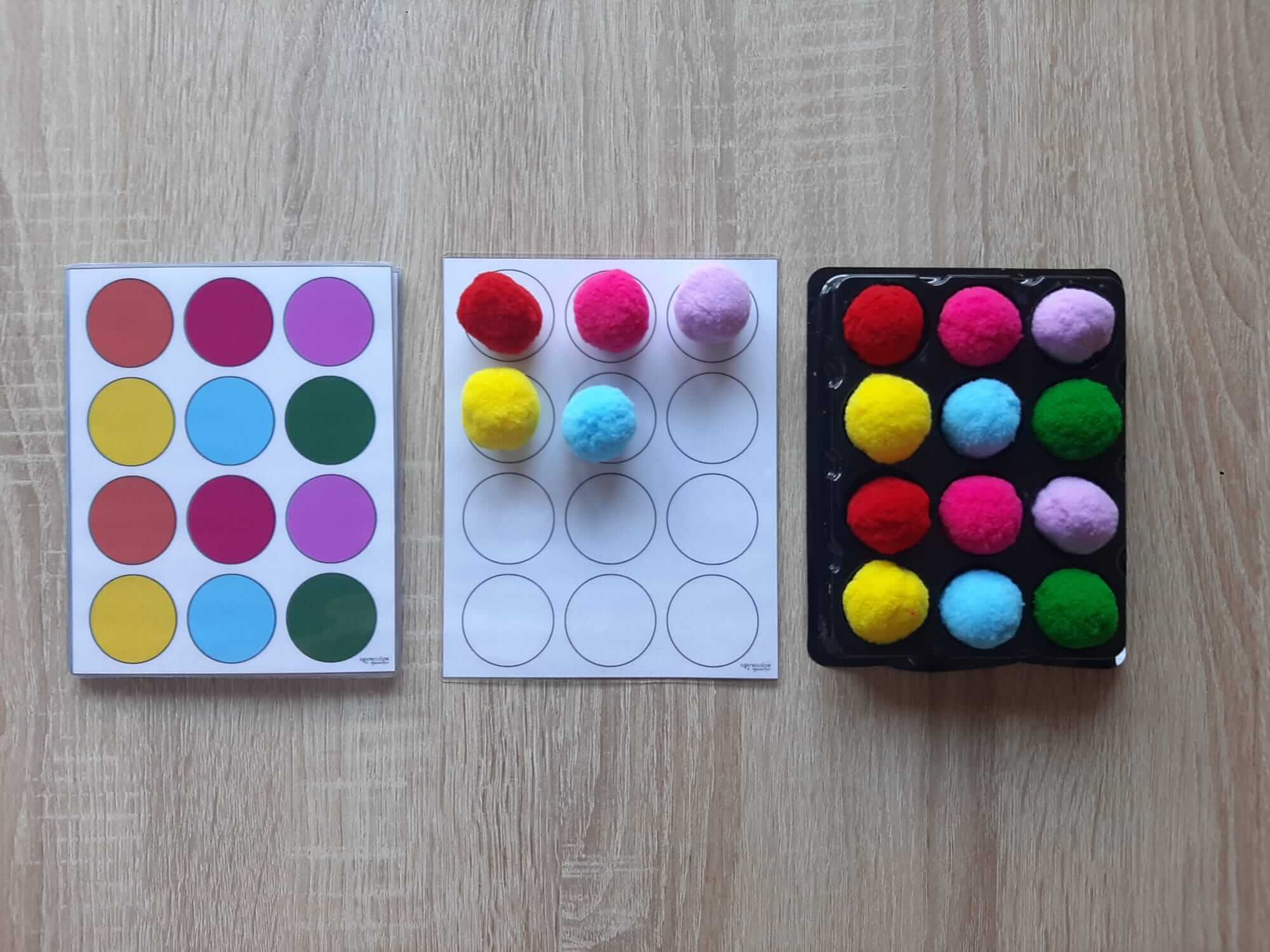 Profes Papel Tijera CLASIFICAR POMPONES POR COLORES