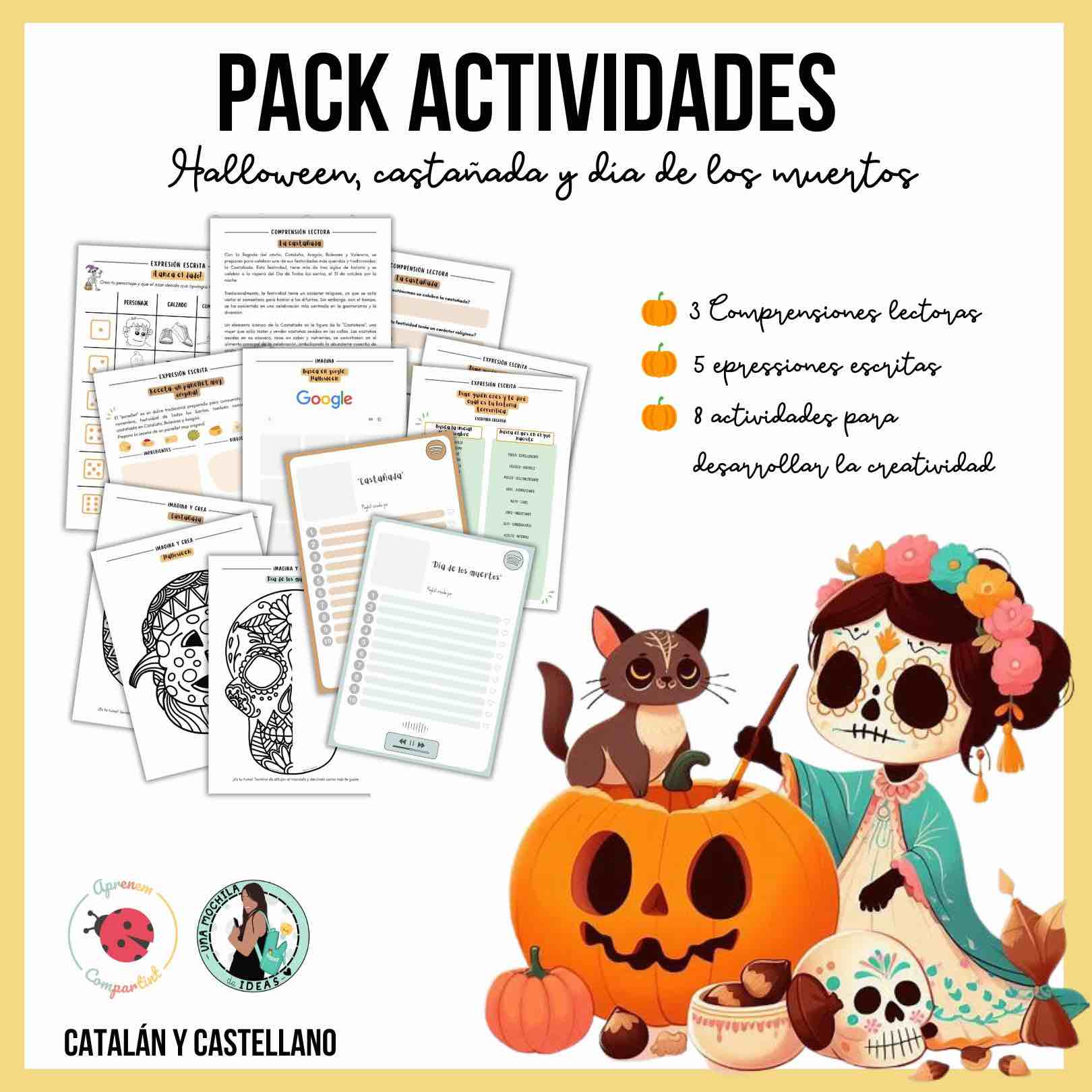 Profes Papel Tijera 🌰🎃💀PACK DE ACTIVIDADES: Halloween, Castañada y Día ...