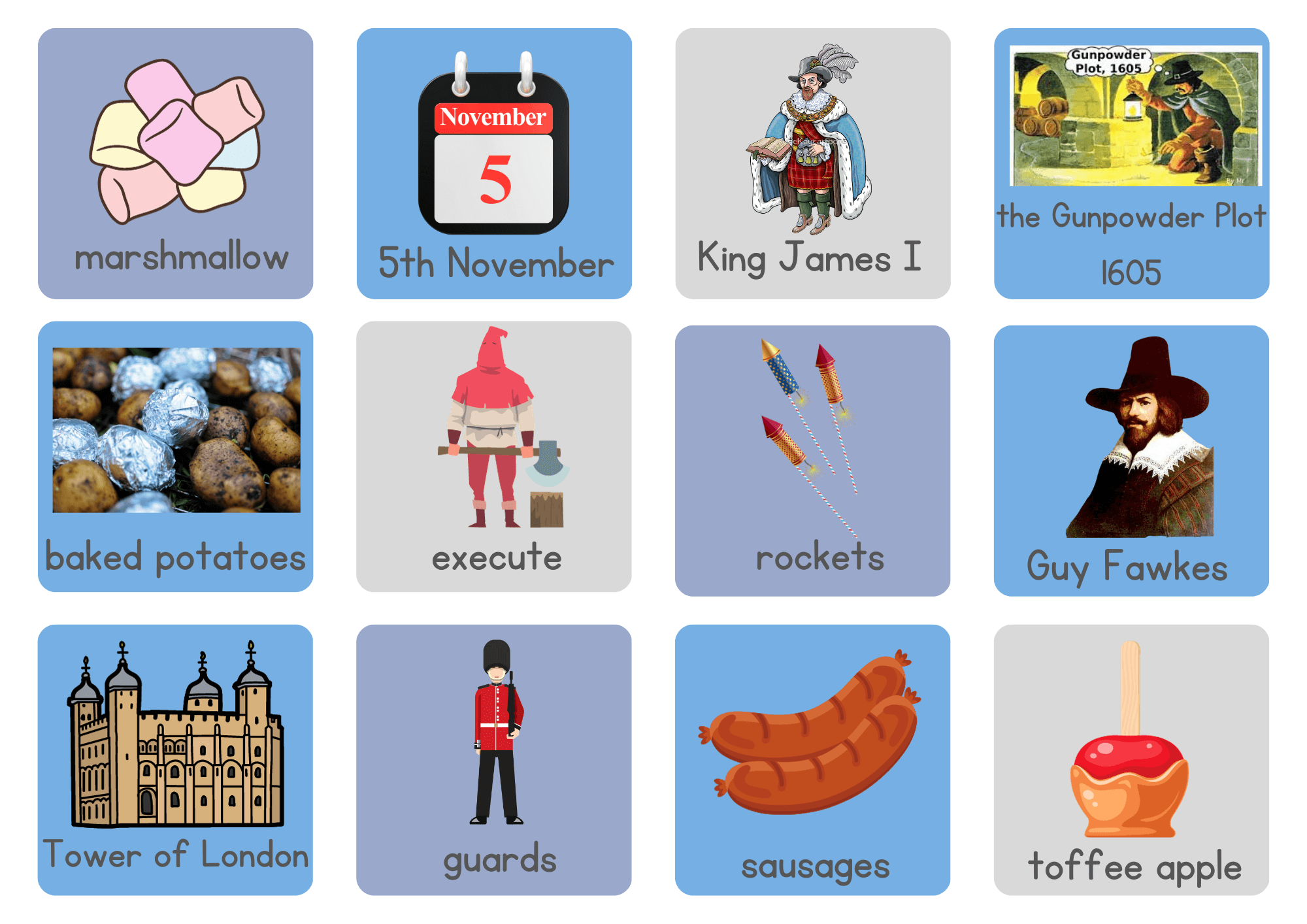 Profes Papel Tijera Bonfire Night / Guy Fawkes memory cards