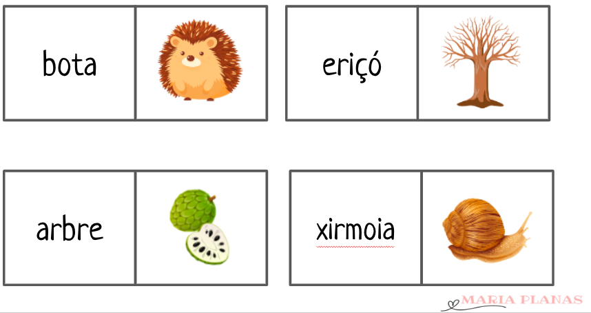 Profes Papel Tijera DOMINÓ LA TARDOR. 24 Targetes. LLETRA MAJÚSCULA I ...