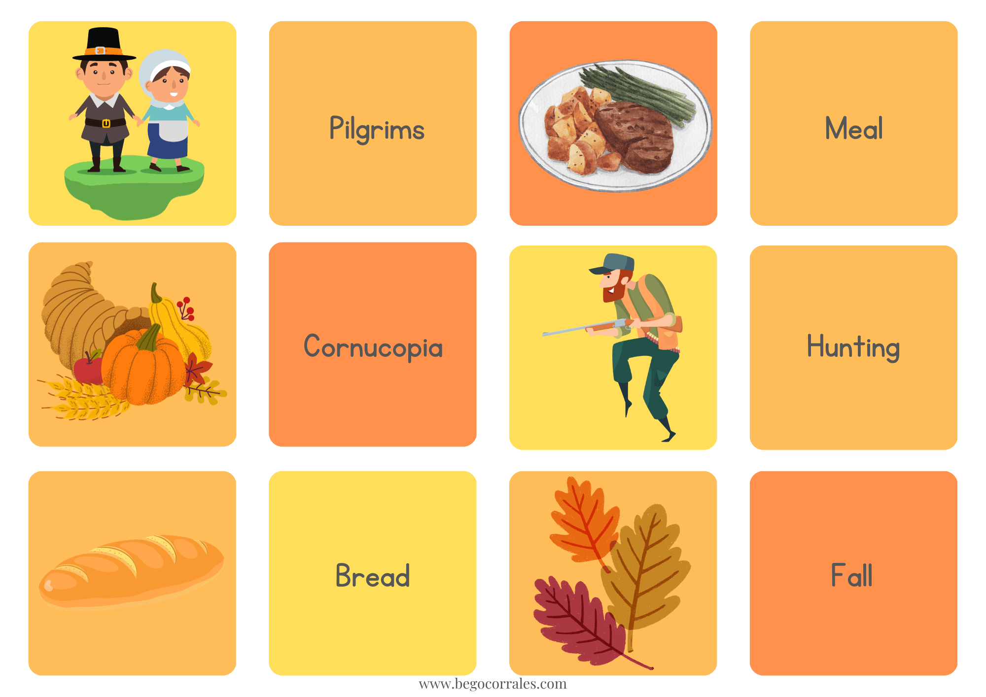 Profes Papel Tijera Thanksgiving Day memory cards