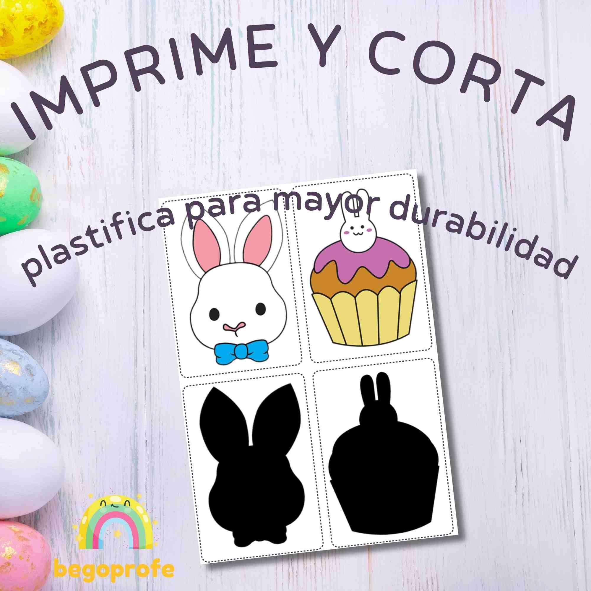 Profes Papel Tijera Juego de Pascua: emparejar imágenes con su sombra ...
