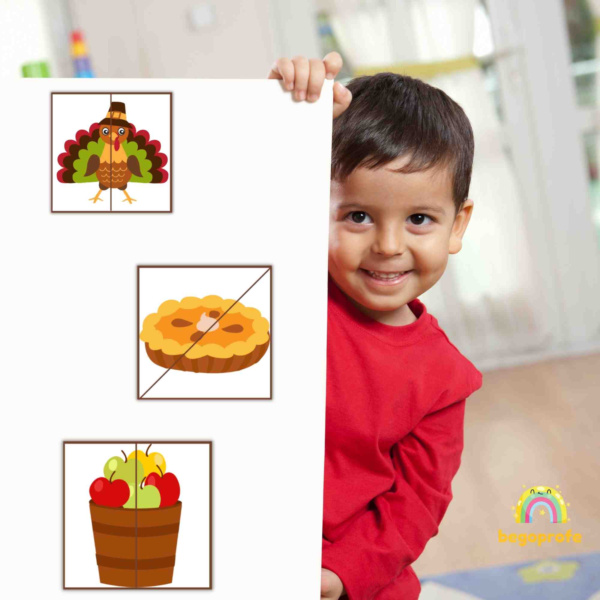 Profes Papel Tijera Puzzles sencillos de Acción de Gracias | Easy ...