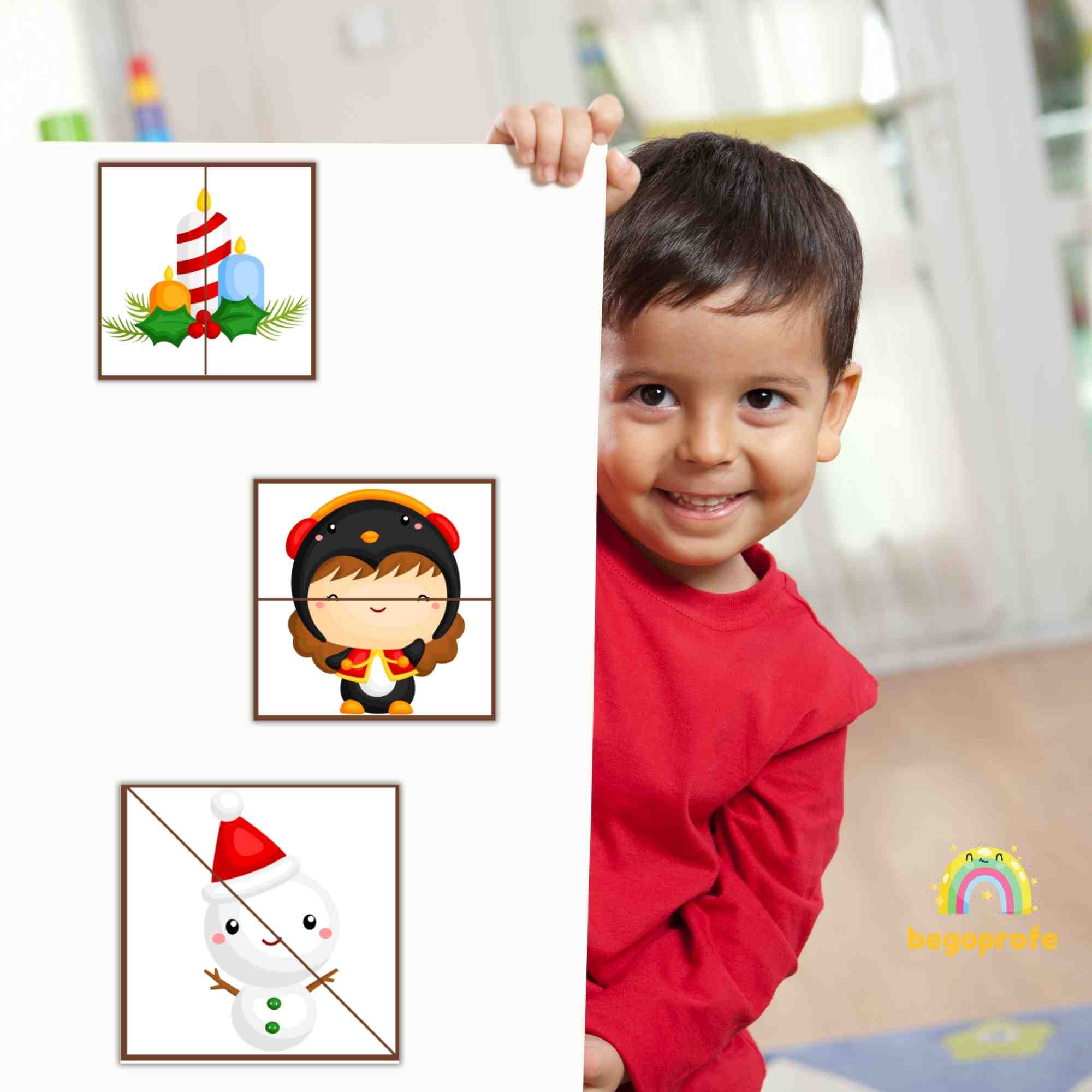 Profes Papel Tijera Puzzles fáciles de Navidad | Easy Christmas Puzzles