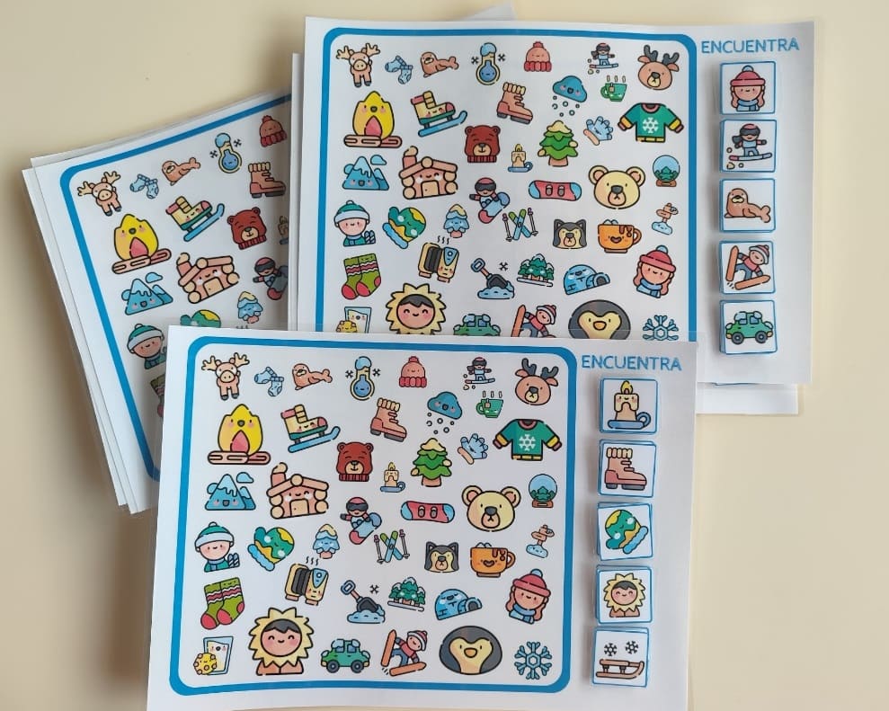 Profes Papel Tijera Busca y encuentra de invierno