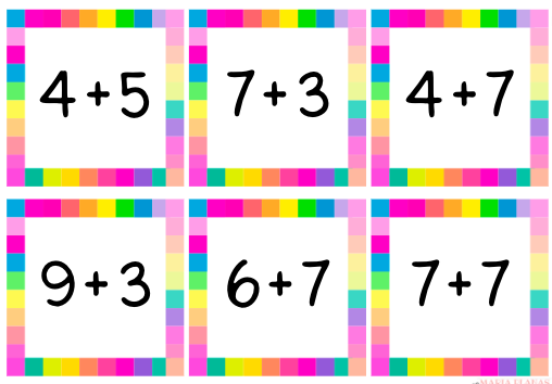 Profes Papel Tijera 5 memorys de sumes. 24 targetes per memory ...