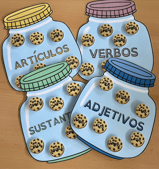 Profes Papel Tijera Tarros de categorías gramaticales