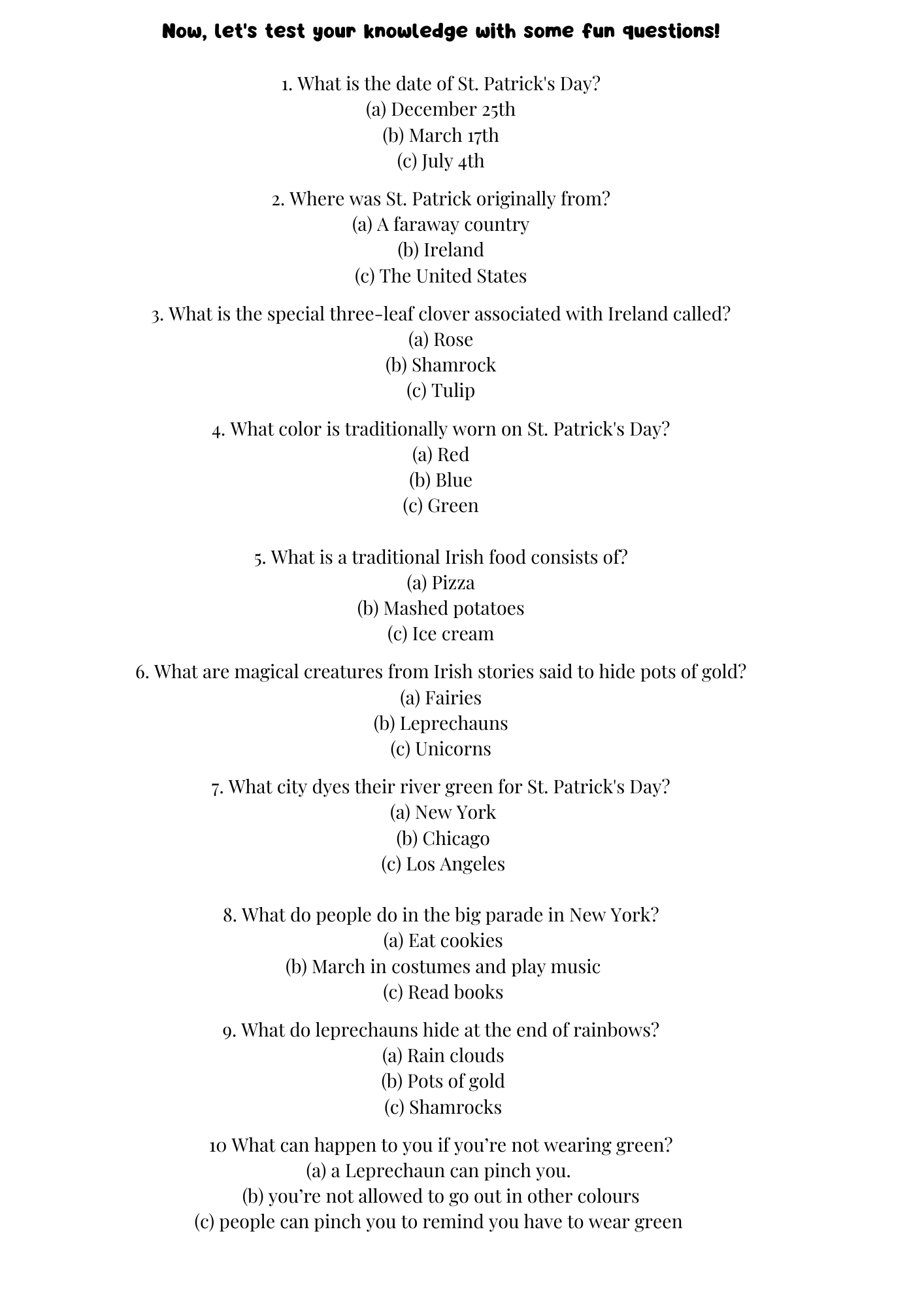 Profes Papel Tijera Reading comprehension St. Patrick's Day