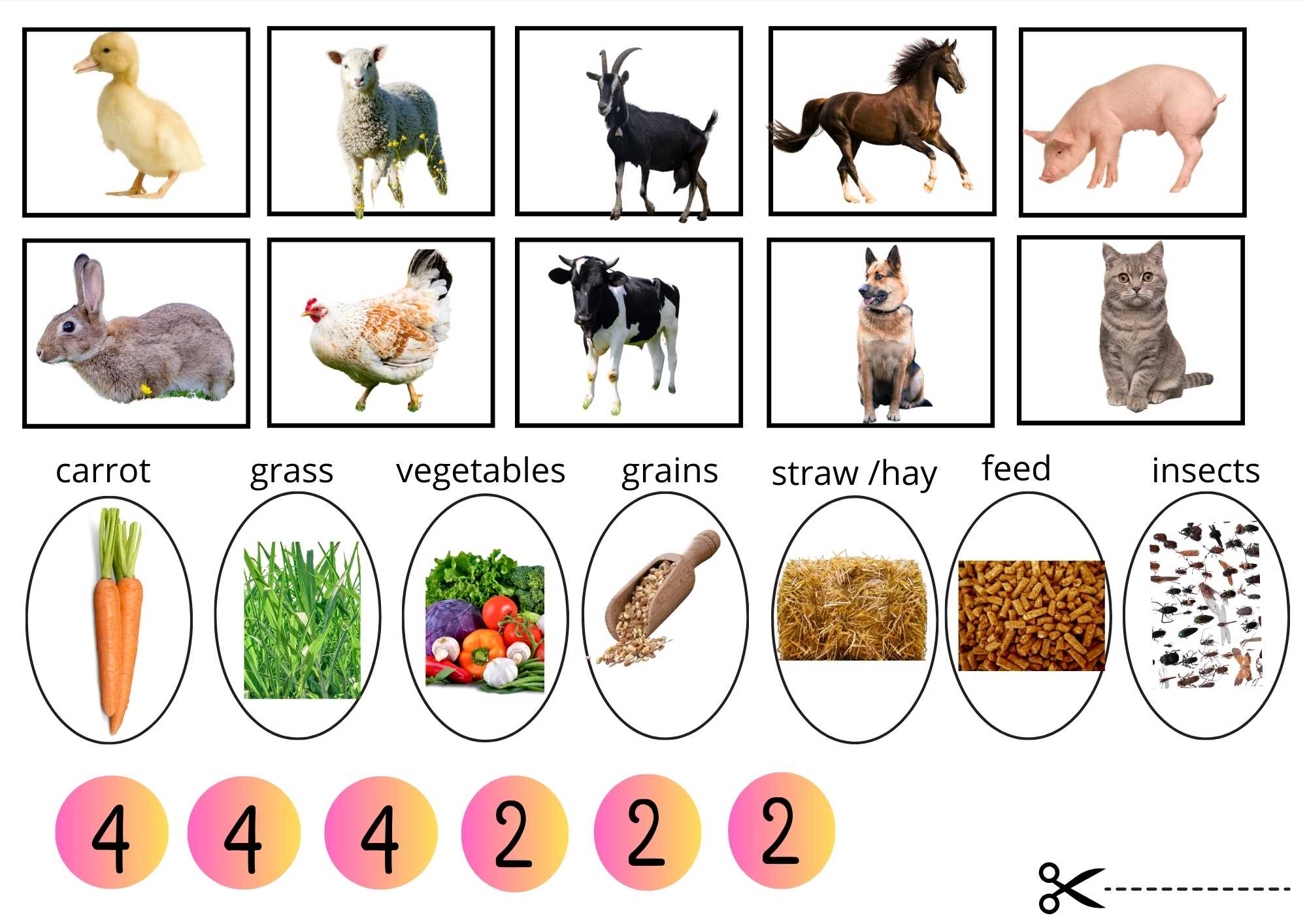 Profes Papel Tijera Farm animals pack