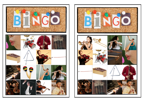 Profes Papel Tijera Musical Instruments Bingo