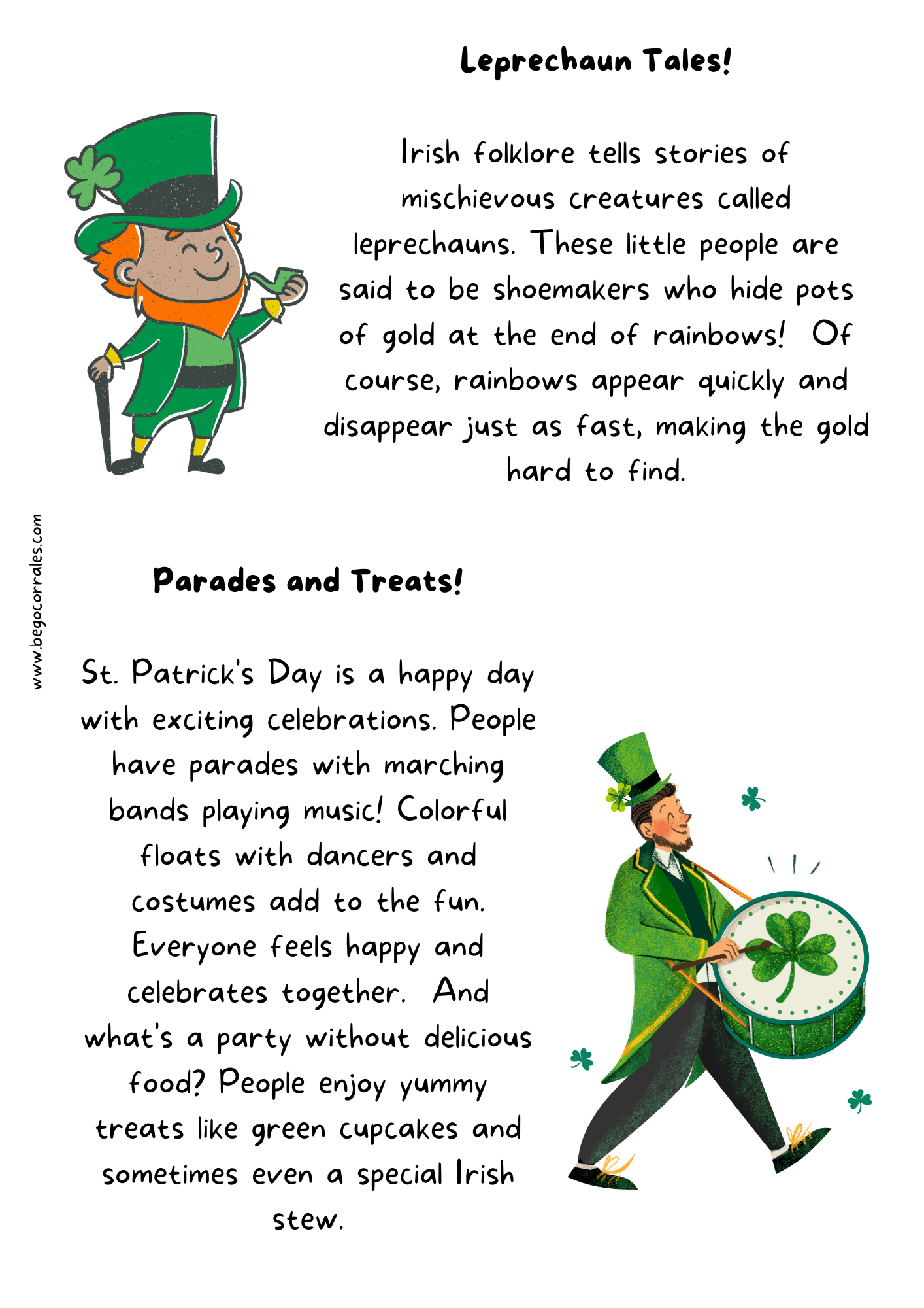 Profes Papel Tijera St. Patrick's Day Reading comprehension