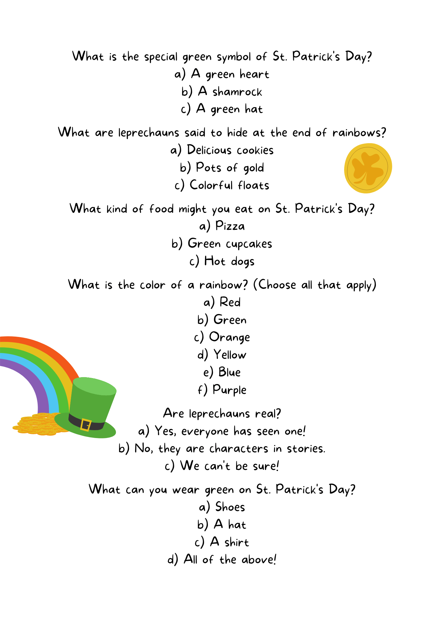 Profes Papel Tijera St. Patrick's Day Reading comprehension