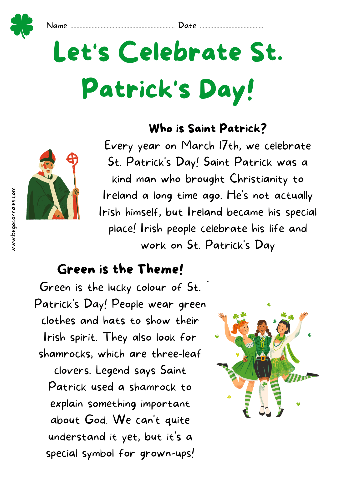 Profes Papel Tijera St. Patrick's Day Reading Comprehension A2