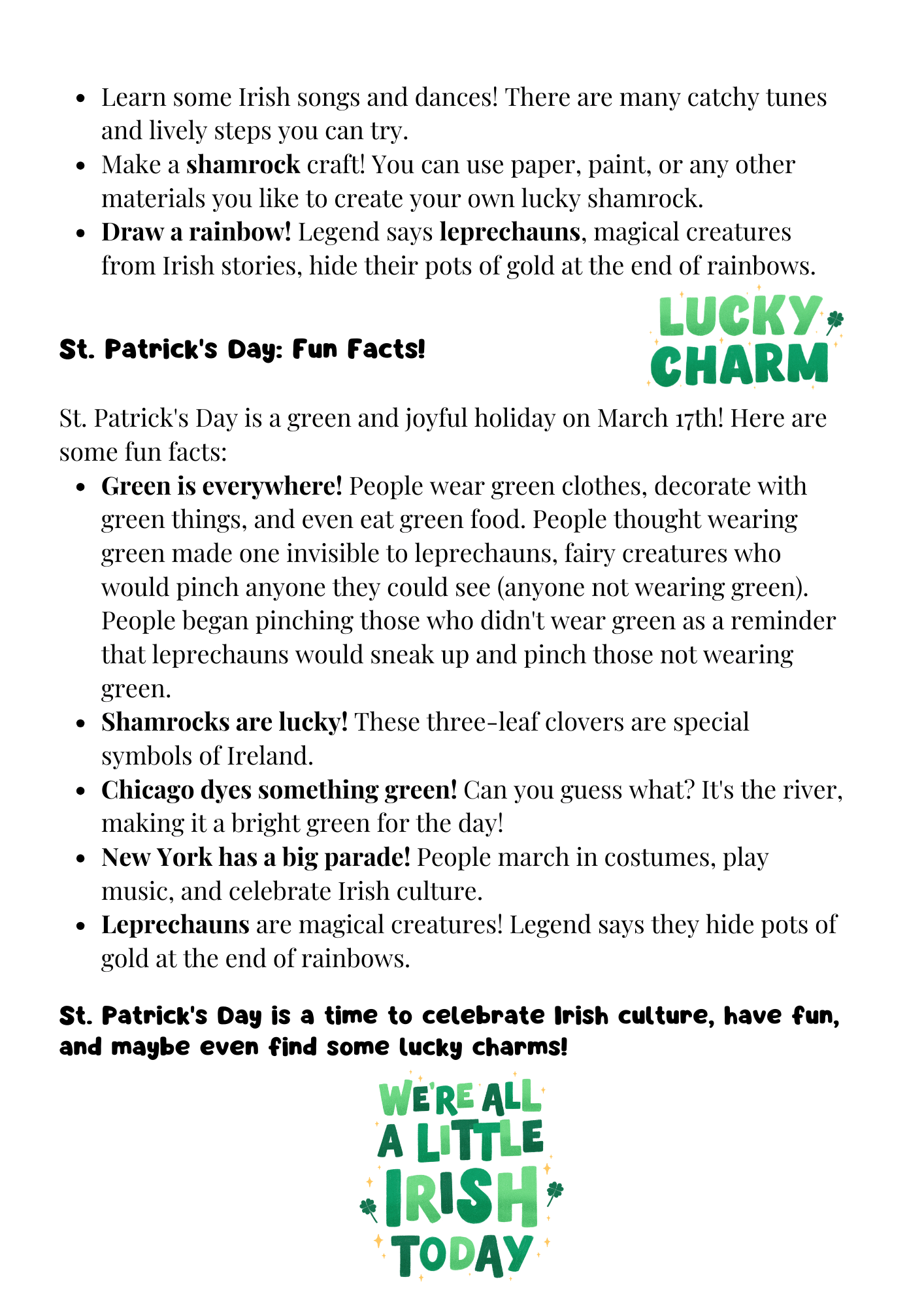 Profes Papel Tijera St. Patricks Reaading Comprehension