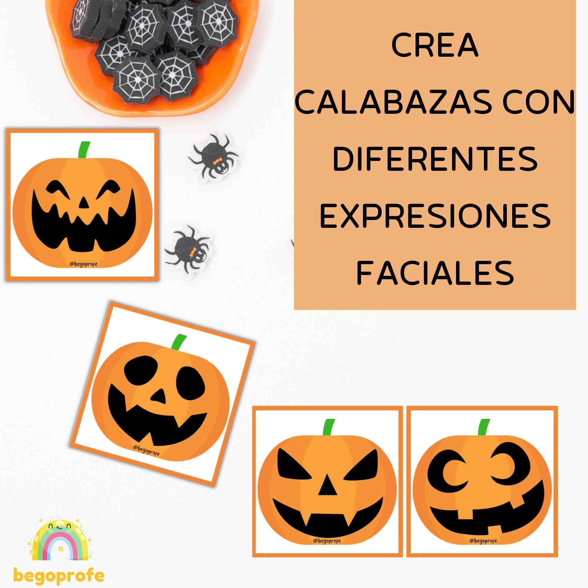 Profes Papel Tijera ¡Ponle Cara a la Calabaza! - Actividad para Halloween
