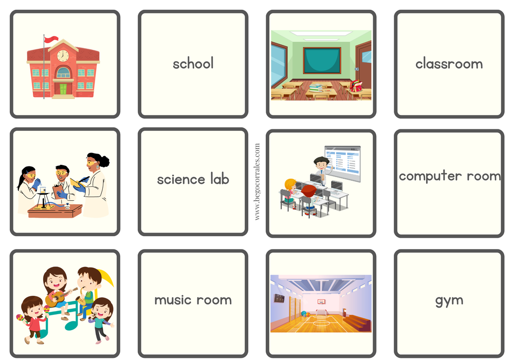 Profes Papel Tijera Back to school rooms memory cards