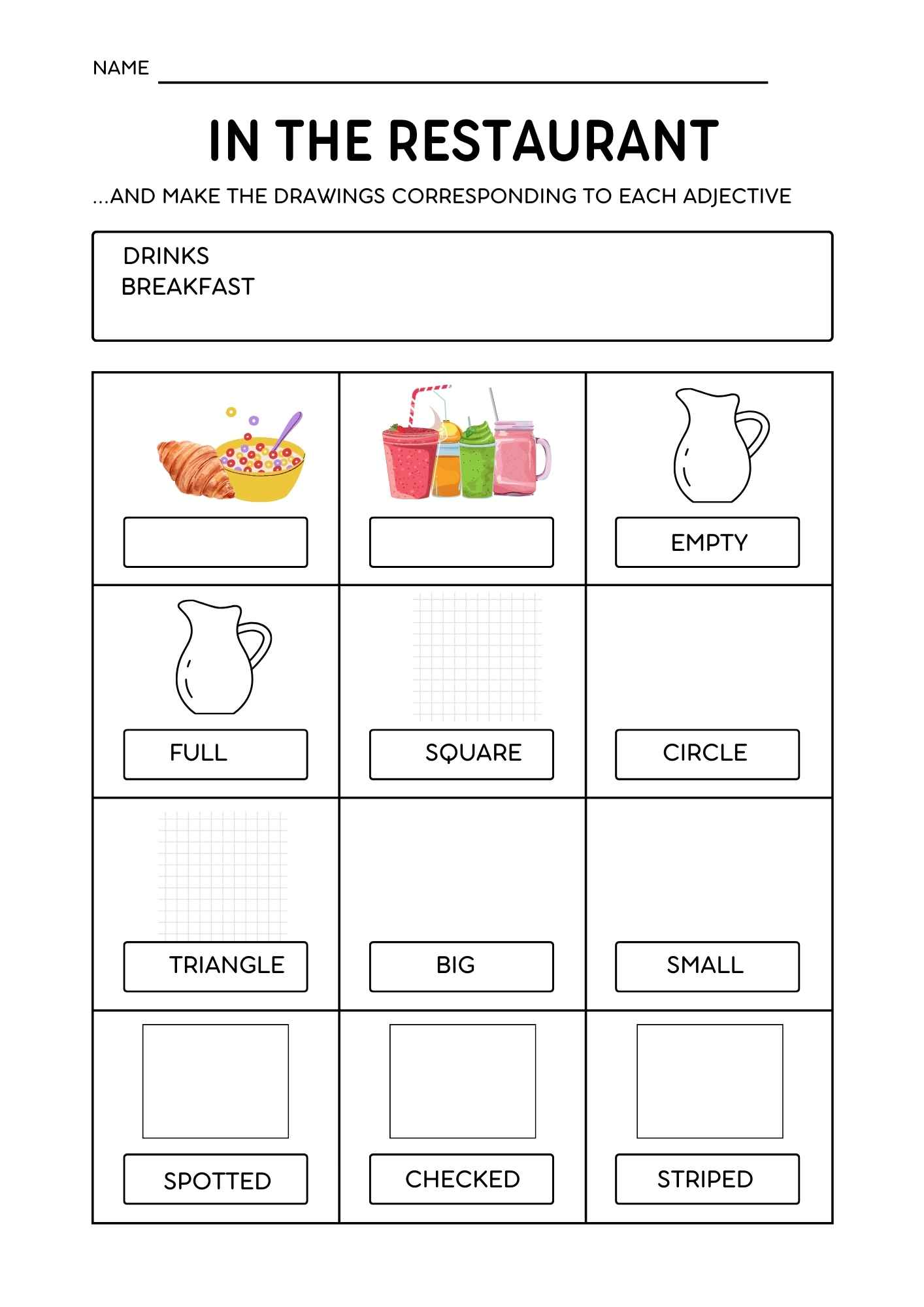 Profes Papel Tijera In the restaurant. Worksheet