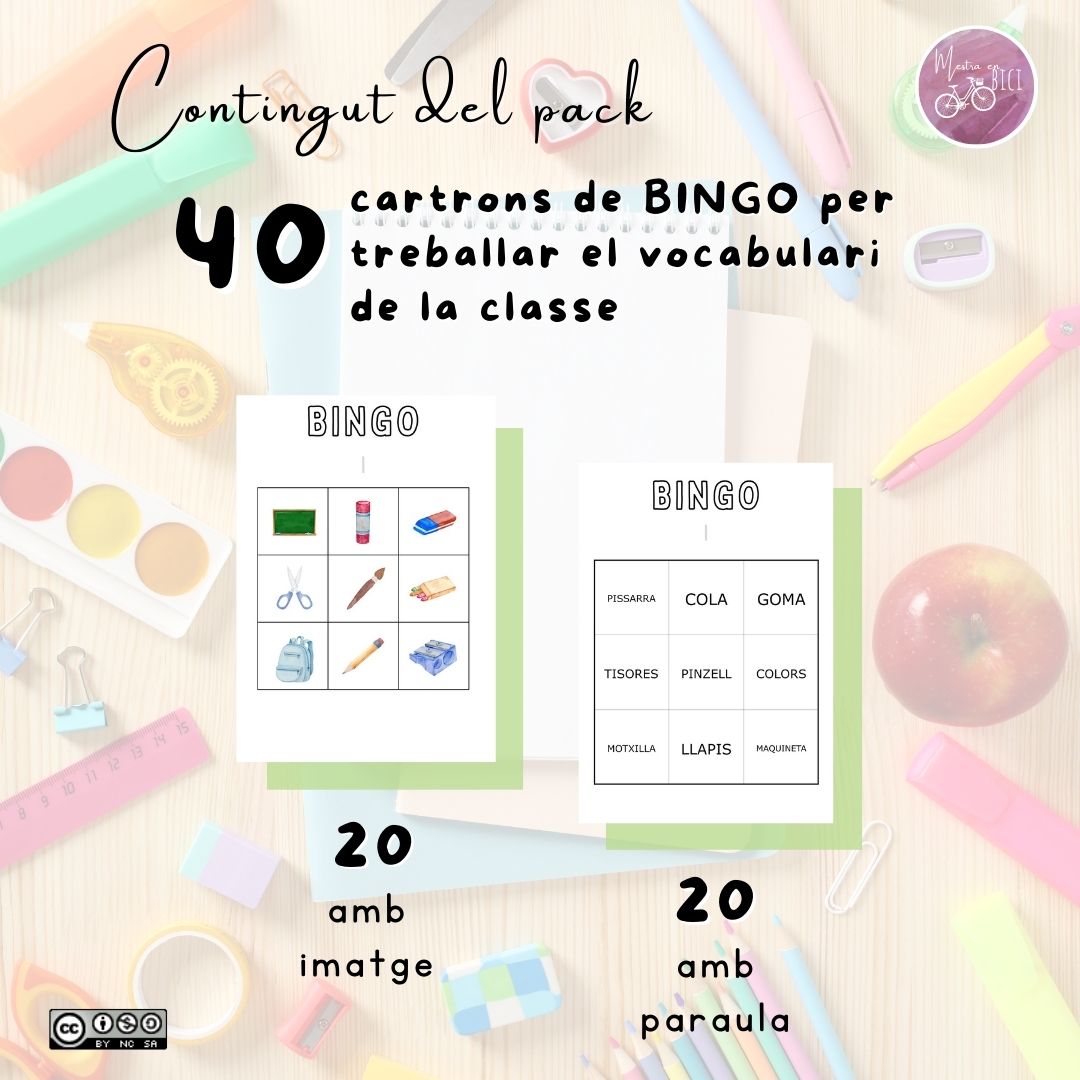 Profes Papel Tijera Bingo interactiu amb vocabulari de tornad a l'escola