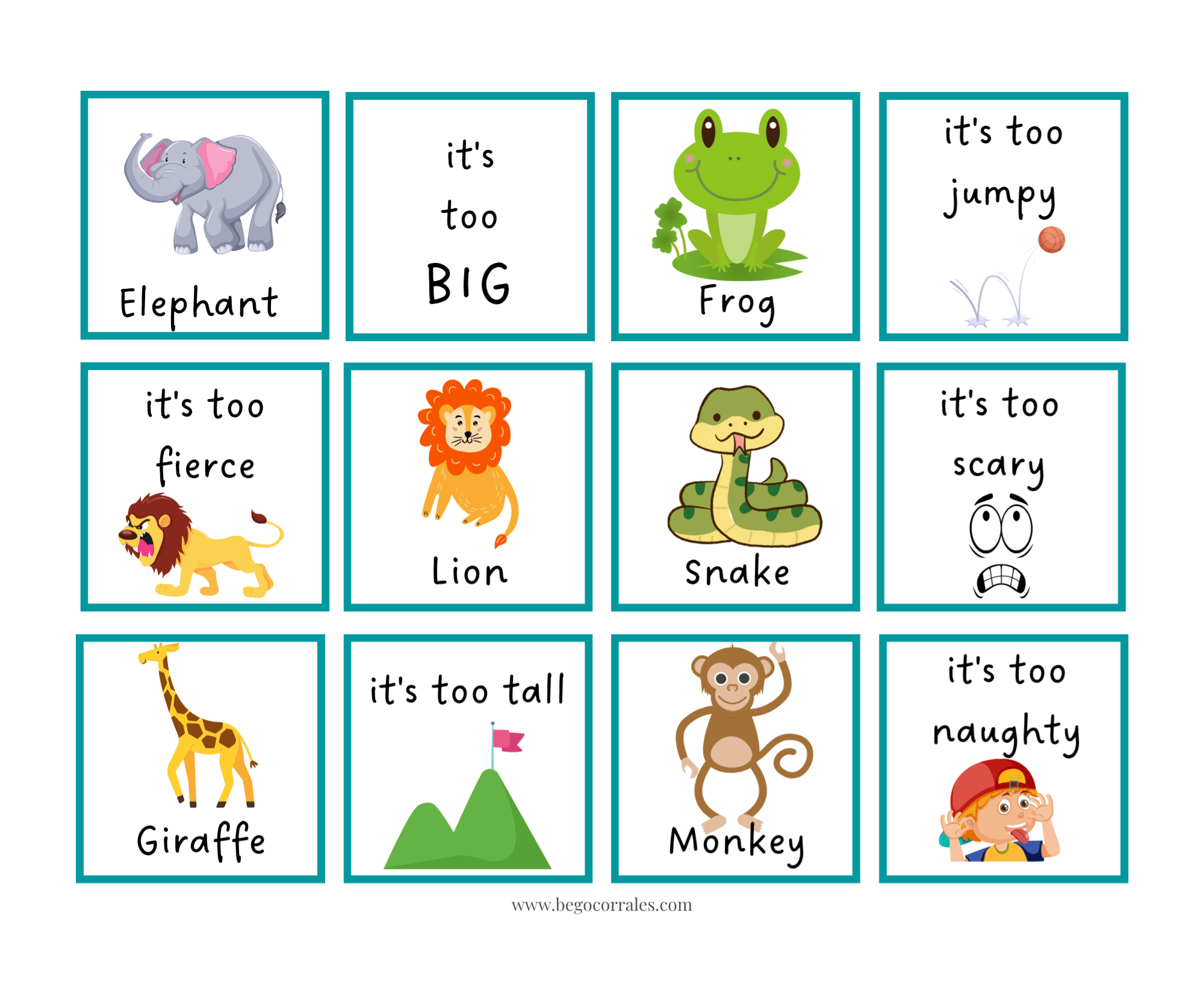 Profes Papel Tijera Dear zoo memory game and flashcards