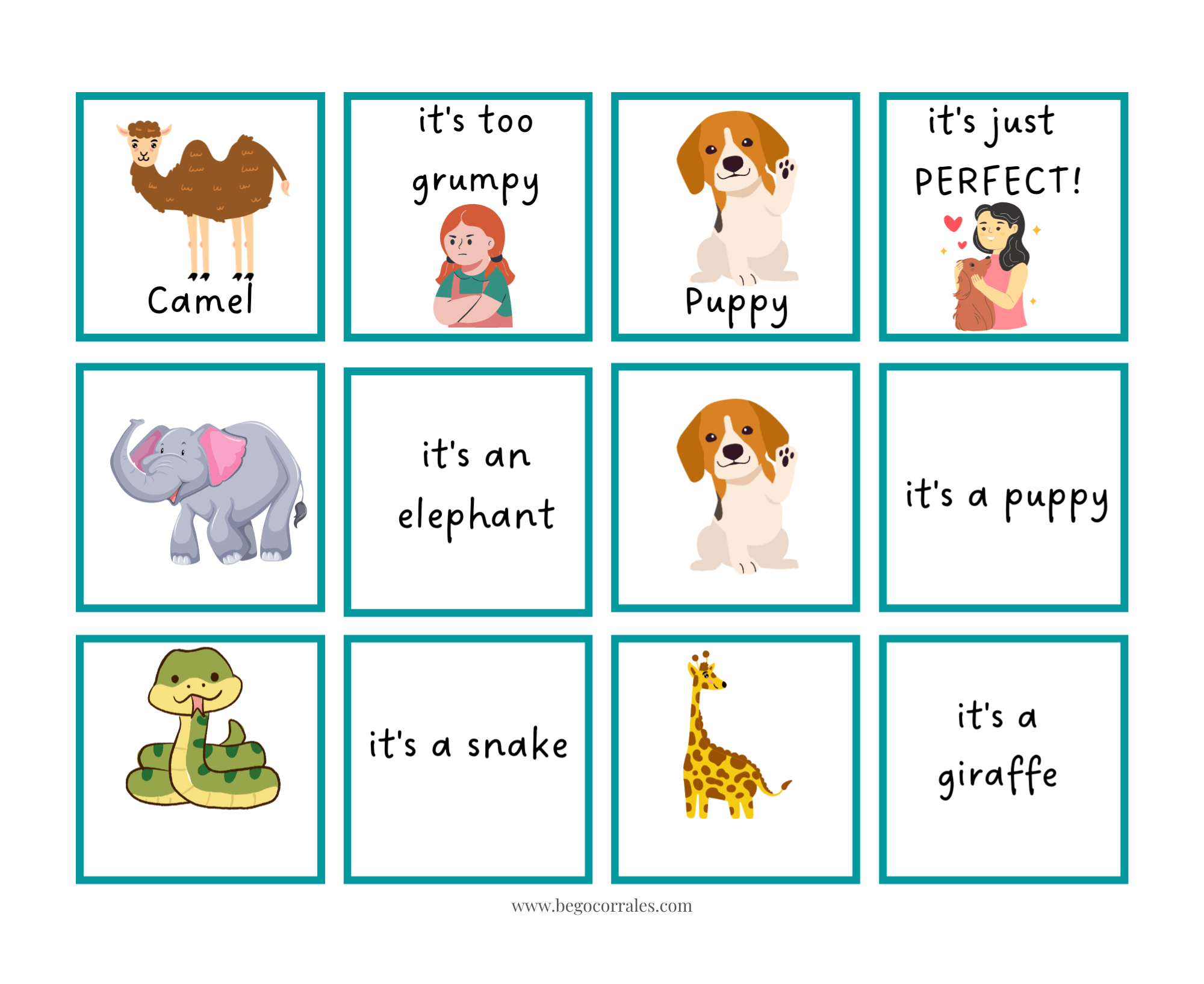 Profes Papel Tijera Dear zoo memory game and flashcards