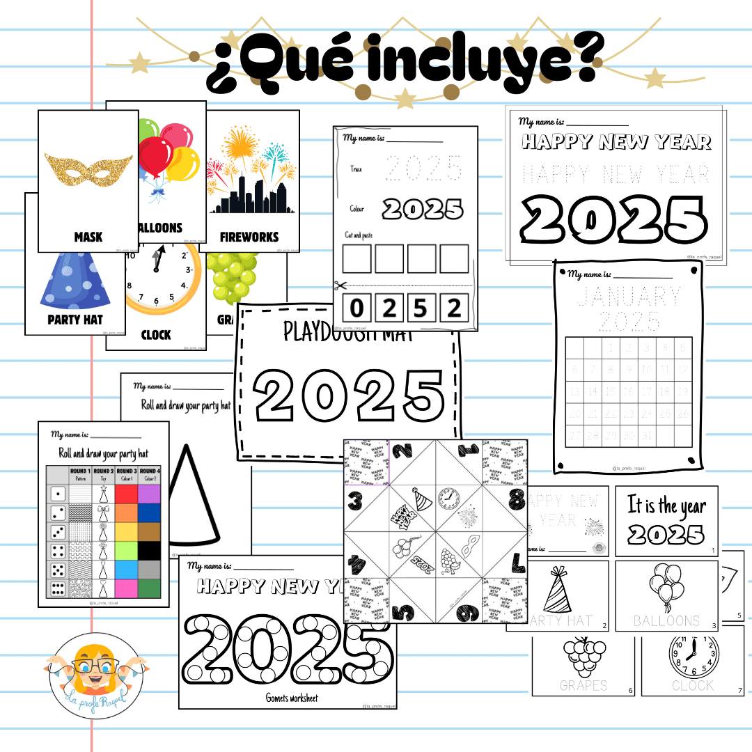 Profes Papel Tijera NEW YEAR ACTIVITIES (infantil y primaria)