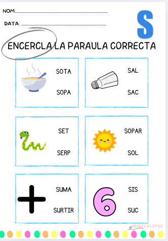 Profes Papel Tijera MOSTRA GRATUÏTA 5 FITXES LLETRA S. FITXES LECTURA I ...