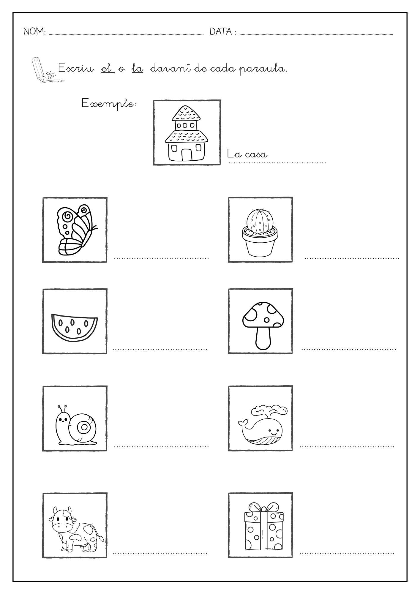Profes Papel Tijera 15 Fitxes per treballar EL - LA ____ LES - ELS