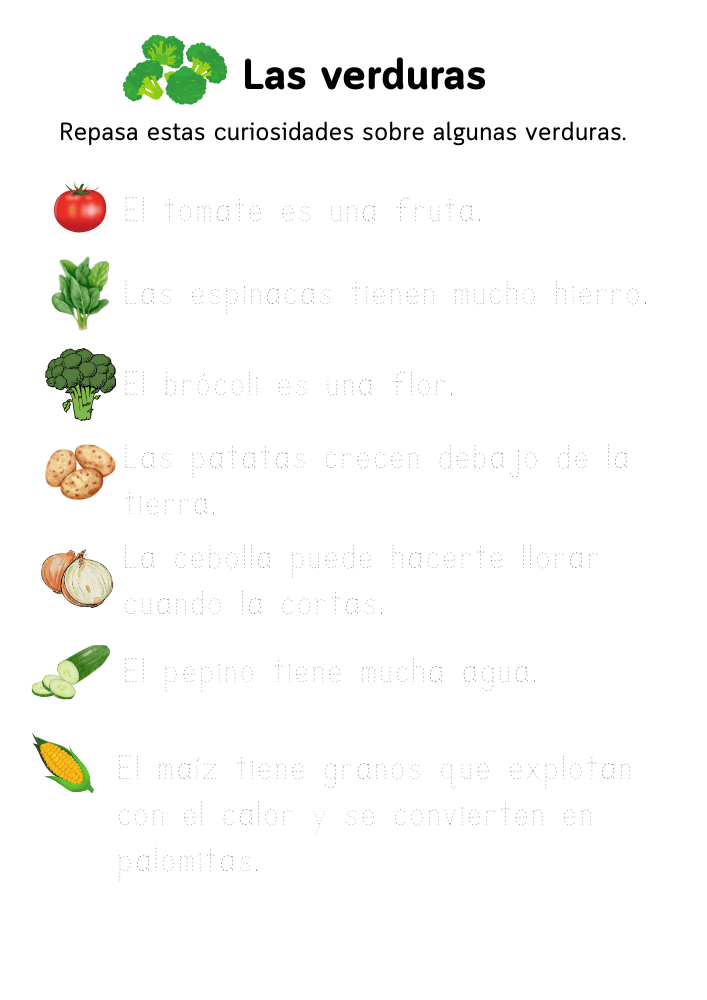 Profes Papel Tijera Dosier vocabulario "Los alimentos" en mayúscula.