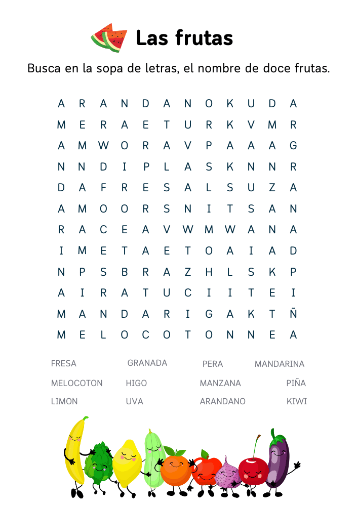 Profes Papel Tijera Dosier vocabulario "Los alimentos" en mayúscula.