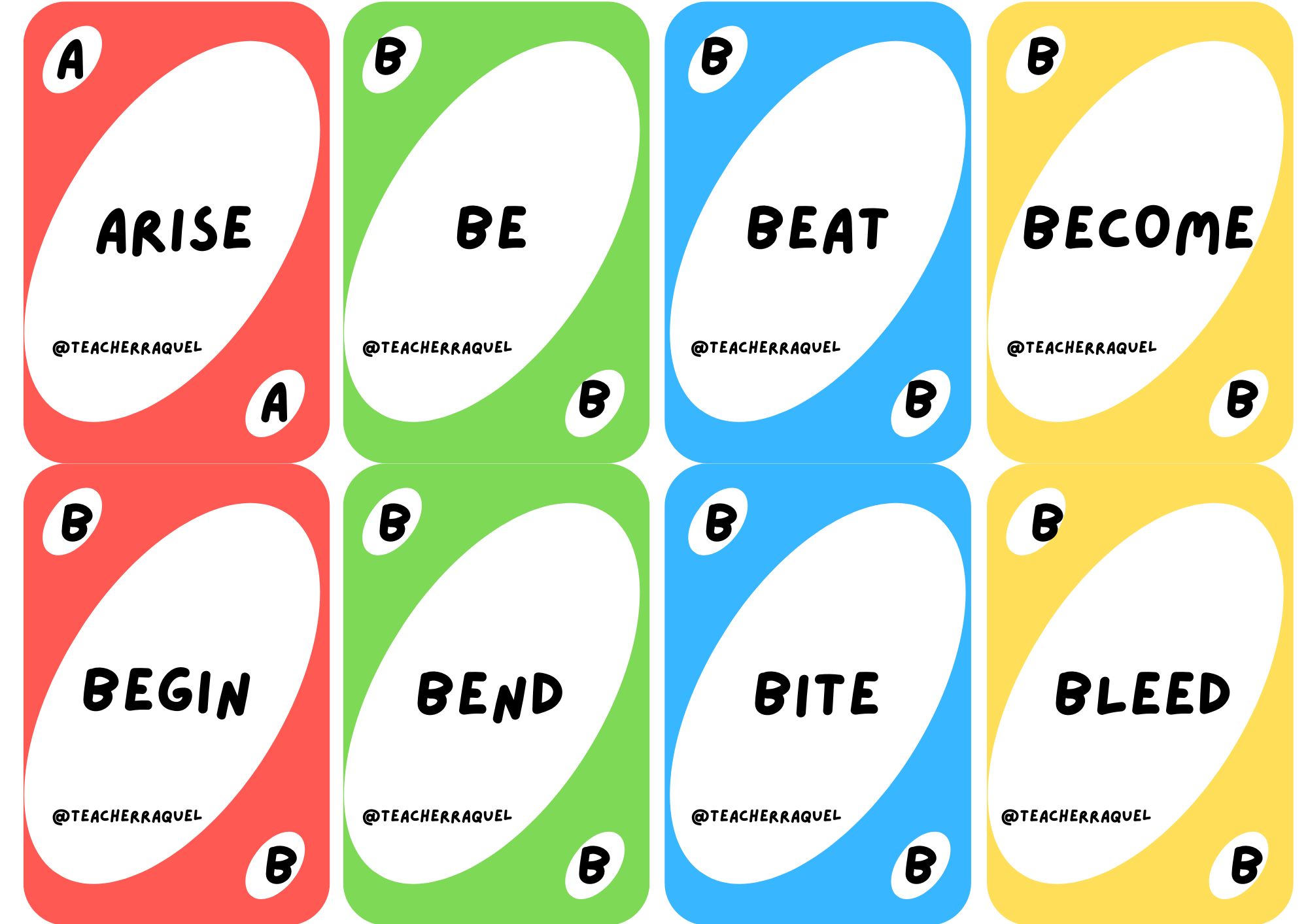 Profes Papel Tijera UNO IRREGULAR VERBS